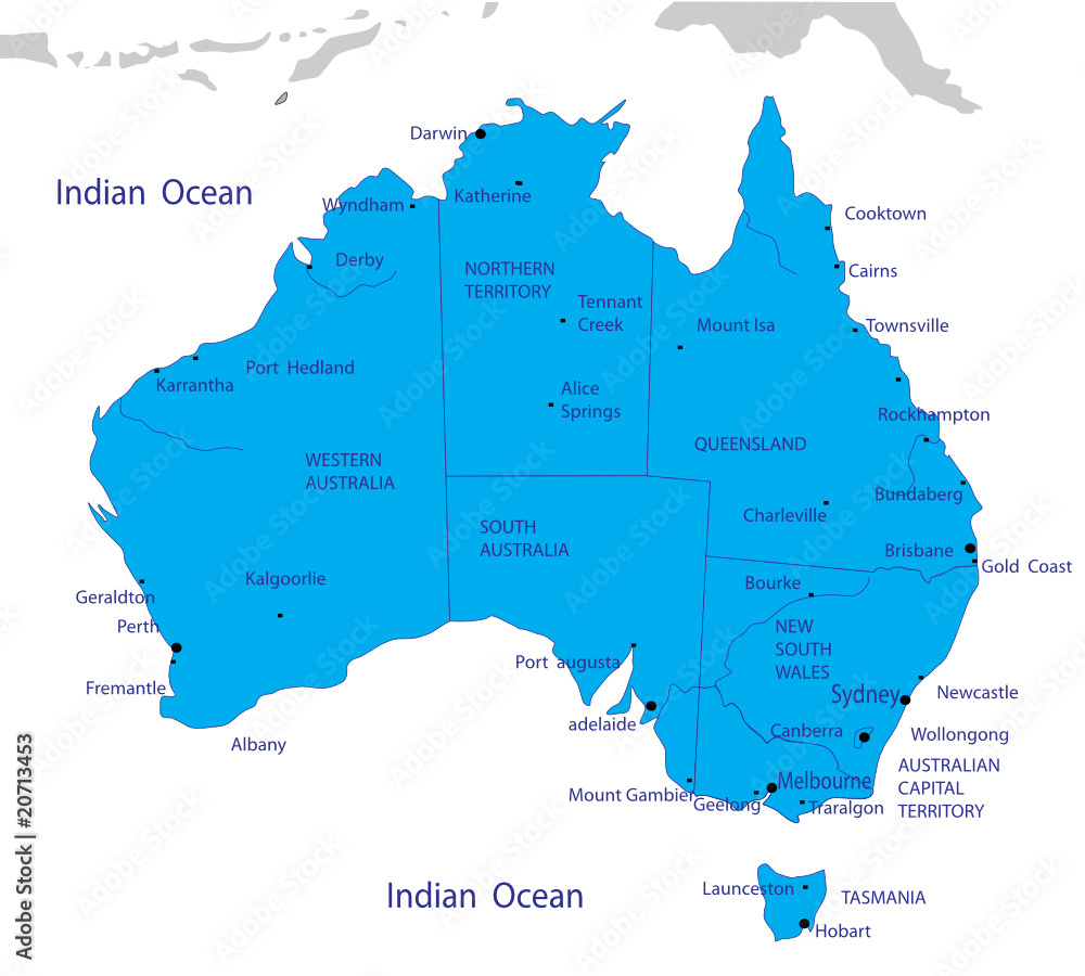 Political map of Australia Stock Vector | Adobe Stock