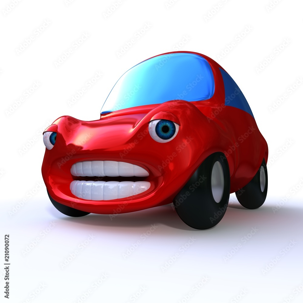 cartoon 3d red sad car Stock Illustration | Adobe Stock