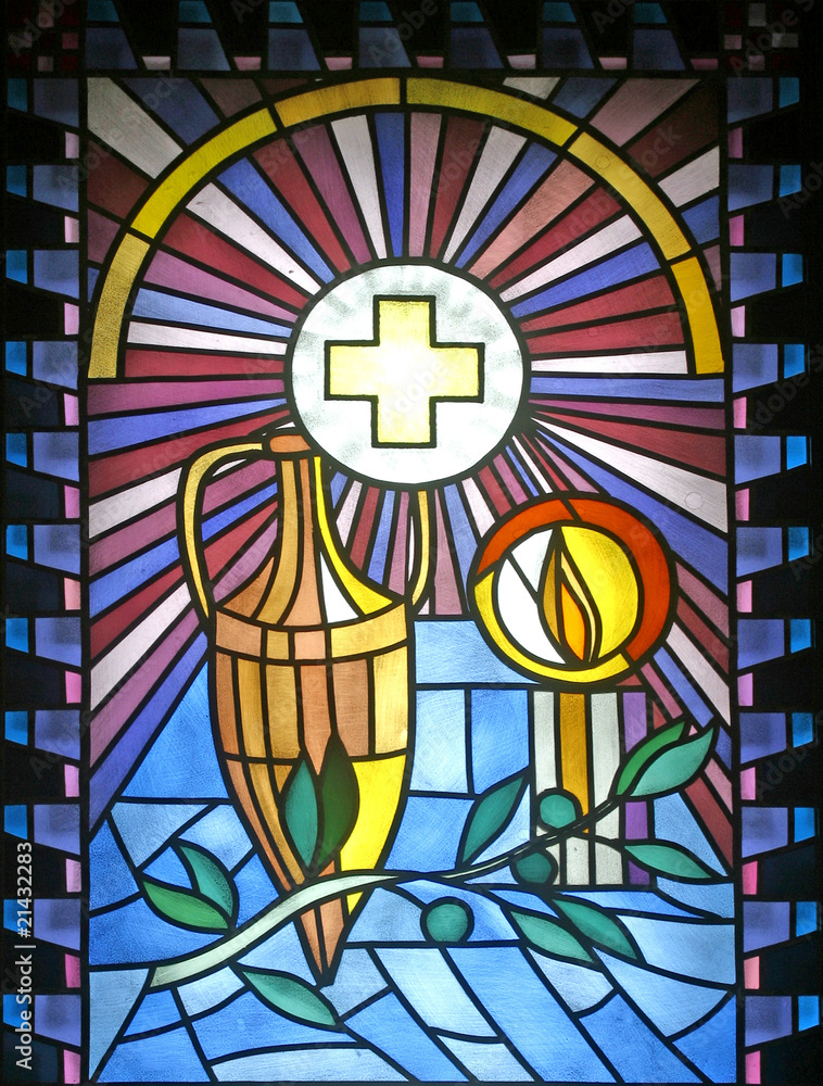Anointing of the Sick, stained glass Stock Photo | Adobe Stock