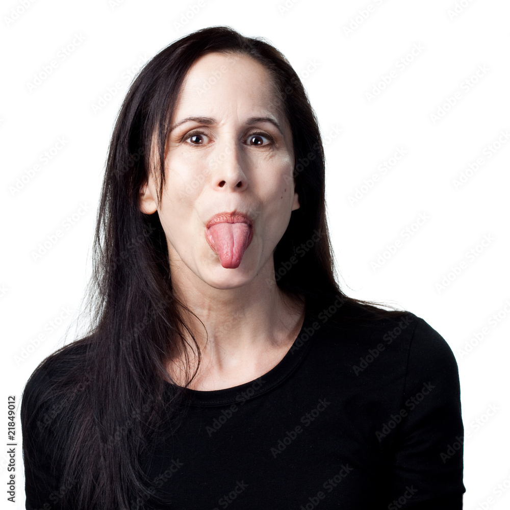 Sticking her tongue out Stock Photo | Adobe Stock