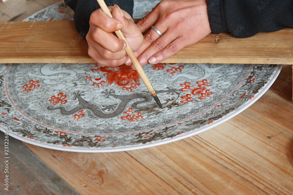 draw porcelain Stock Photo | Adobe Stock