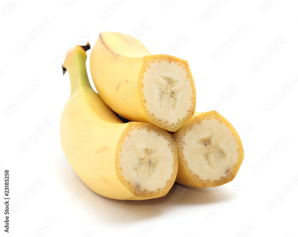 Cross Section of bananas isolated on white. Stock Photo | Adobe Stock