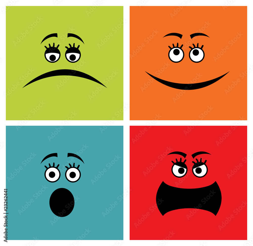 vector set of cartoon emotions Stock Vector | Adobe Stock
