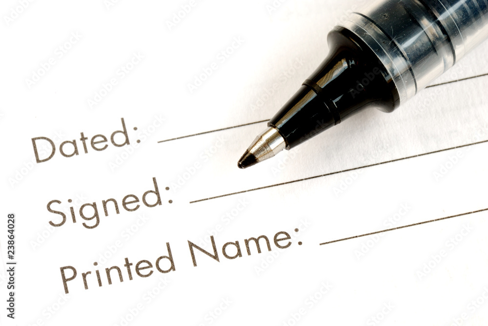 Print and sign the name on the legal document Stock Photo | Adobe Stock