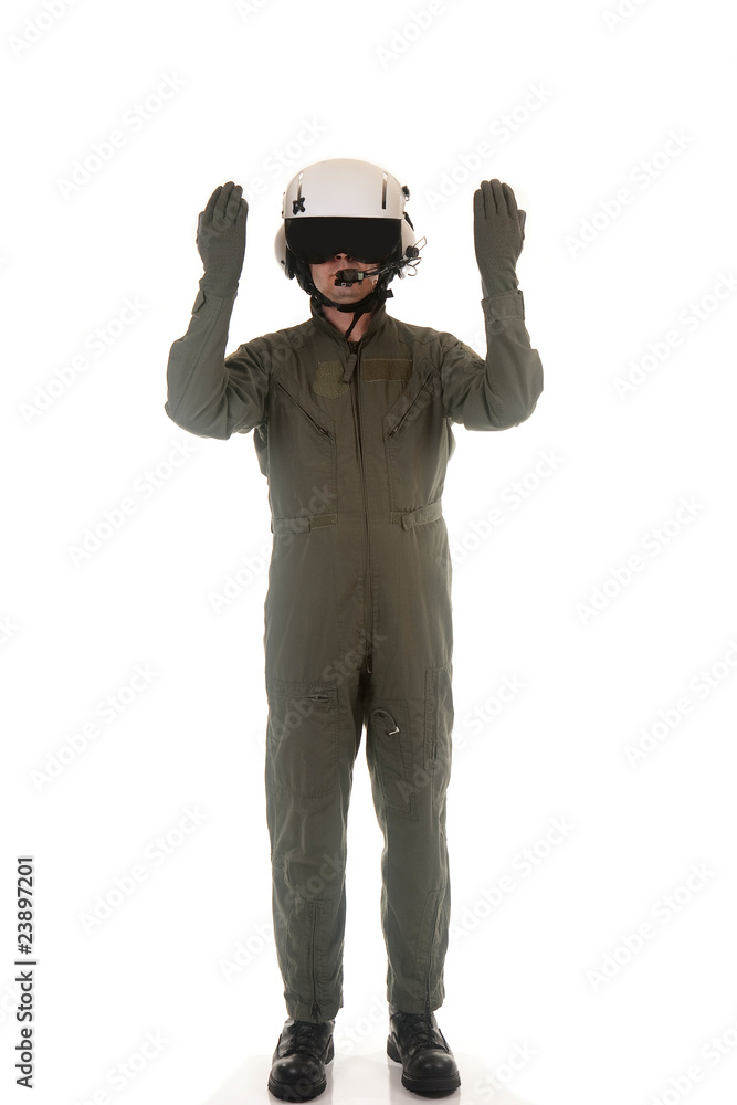 Military pilot marshalling aircraft Stock Photo | Adobe Stock