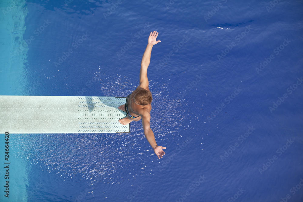 preparing to dive into a swimming pool Stock Photo | Adobe Stock