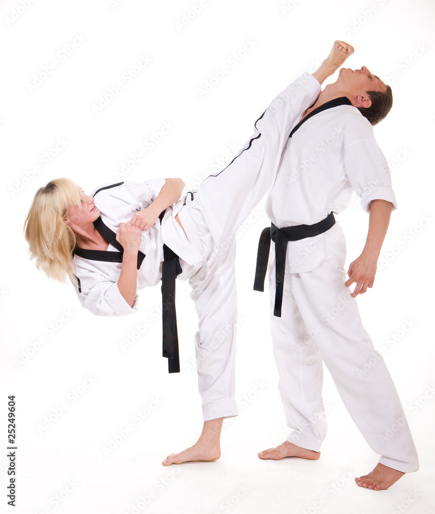 People in kimono fight on white Stock Photo | Adobe Stock