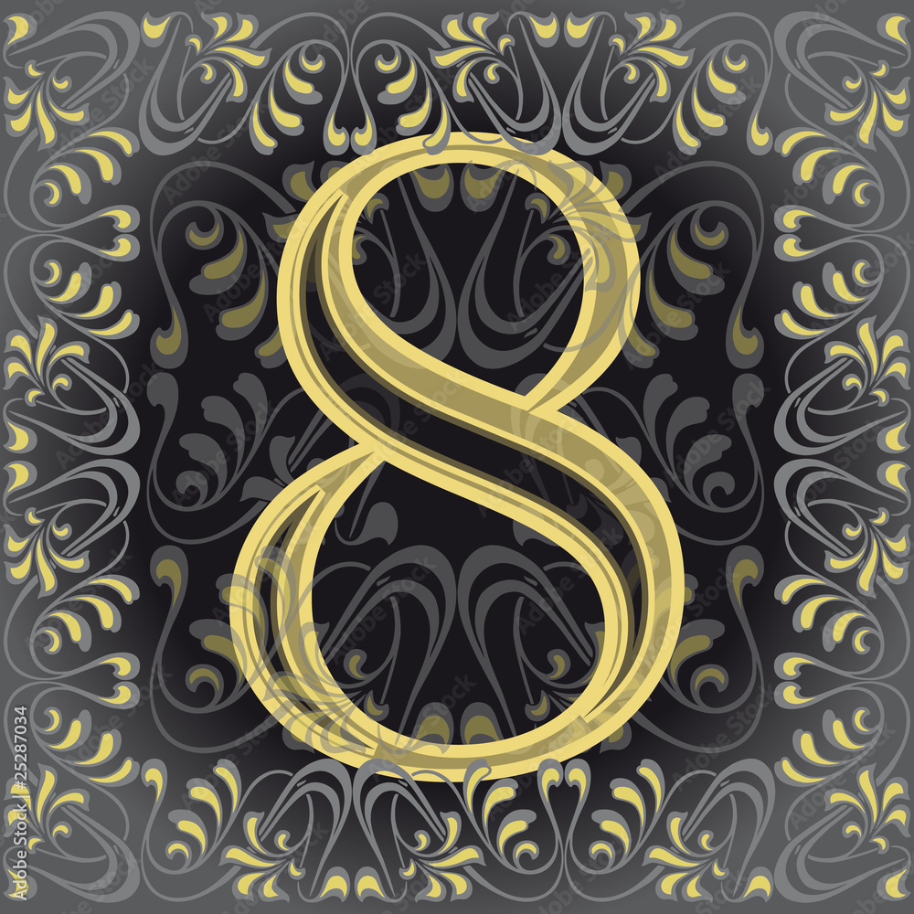 número 8 decorado, ocho Stock Vector | Adobe Stock