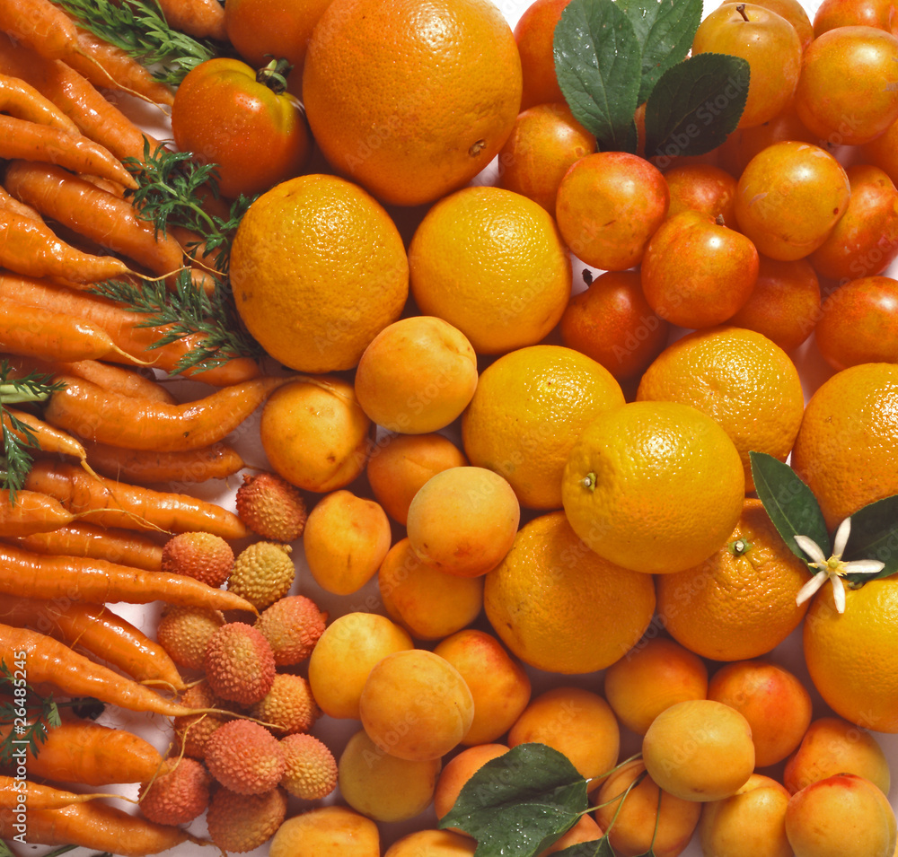 orange colored fruits and vegetables Stock Photo | Adobe Stock