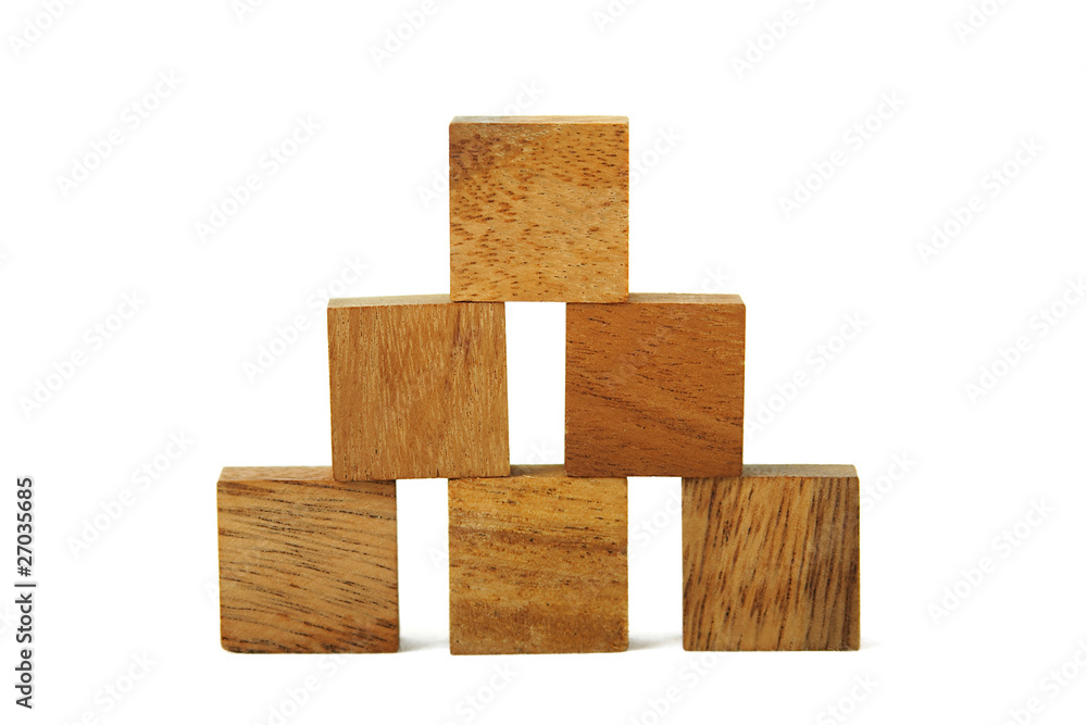 wooden square figures in pyramid isolated Stock Photo | Adobe Stock