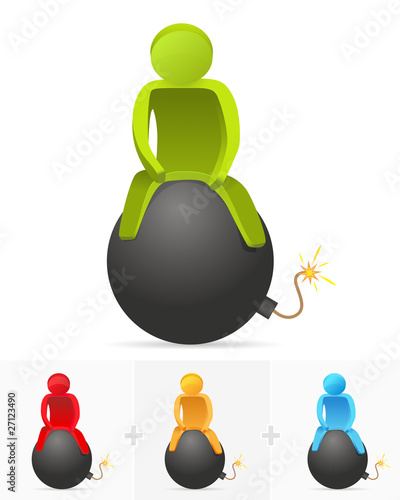 3D stick figure sitting on big Bomb - Buy this stock illustration and ...