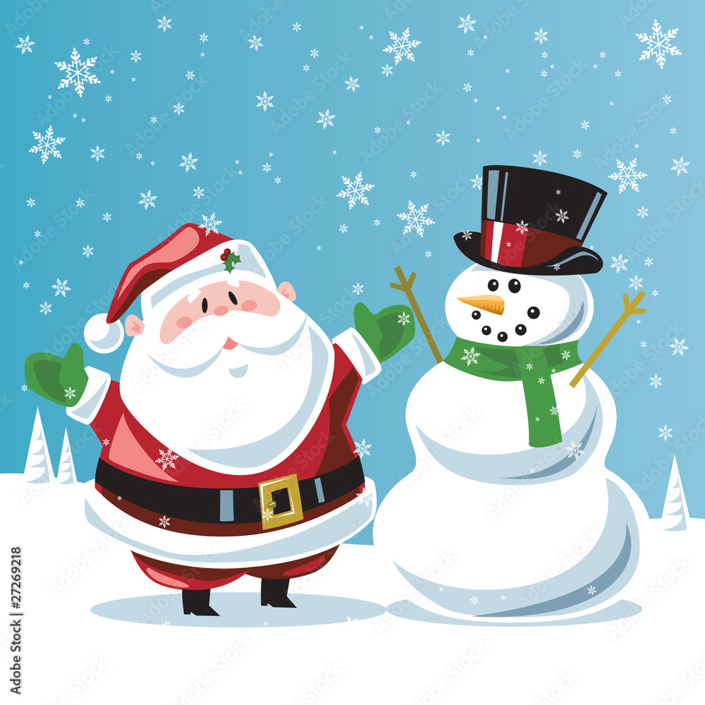 Santa Claus & Frosty the snowman Stock Vector | Adobe Stock