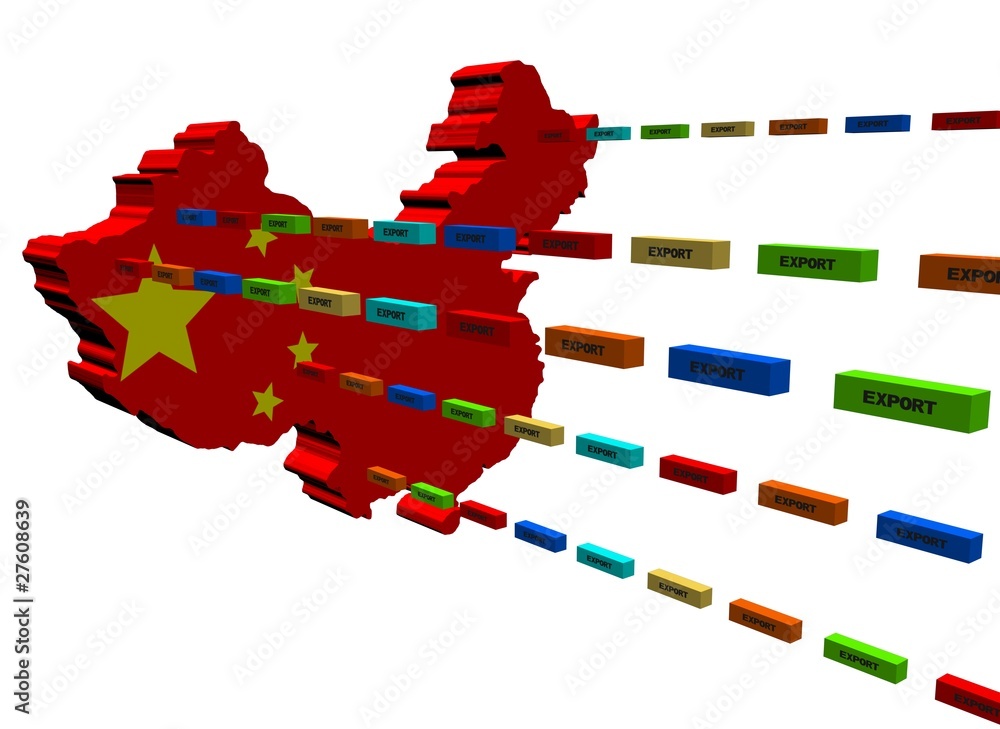 China map with lines of export containers illustration Stock Illustration | Adobe Stock