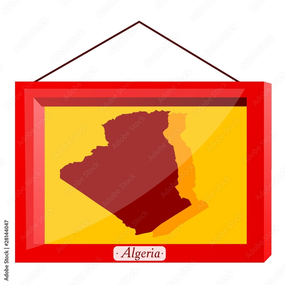 Vector map of Algeria in a frame on a nail Stock Vector | Adobe Stock