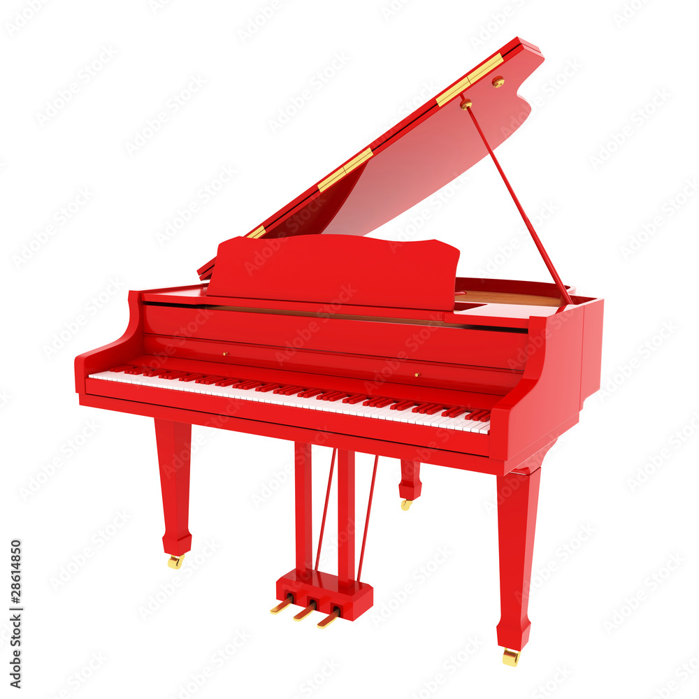 Real red grand piano isolated on white Stock Illustration | Adobe Stock