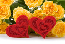 Red Heart And Yellow Roses Free Stock Photo - Public Domain Pictures