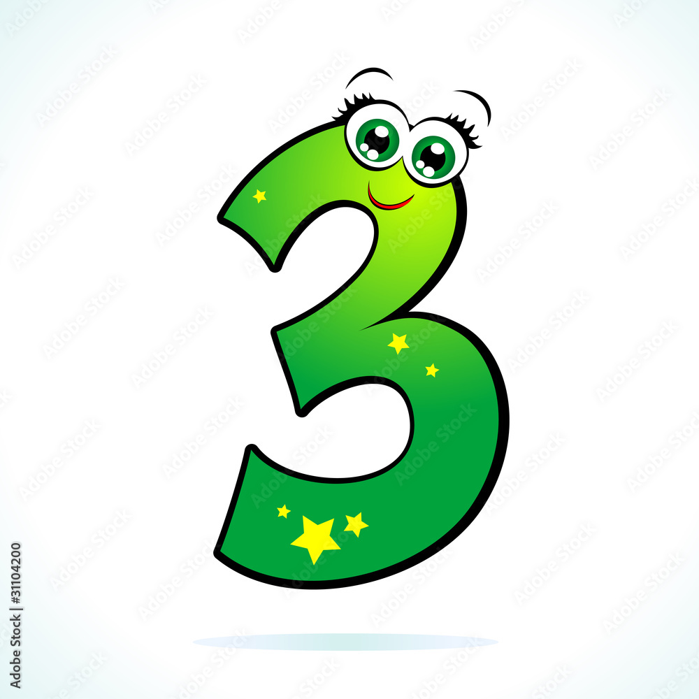 Number Three Stock Vector | Adobe Stock