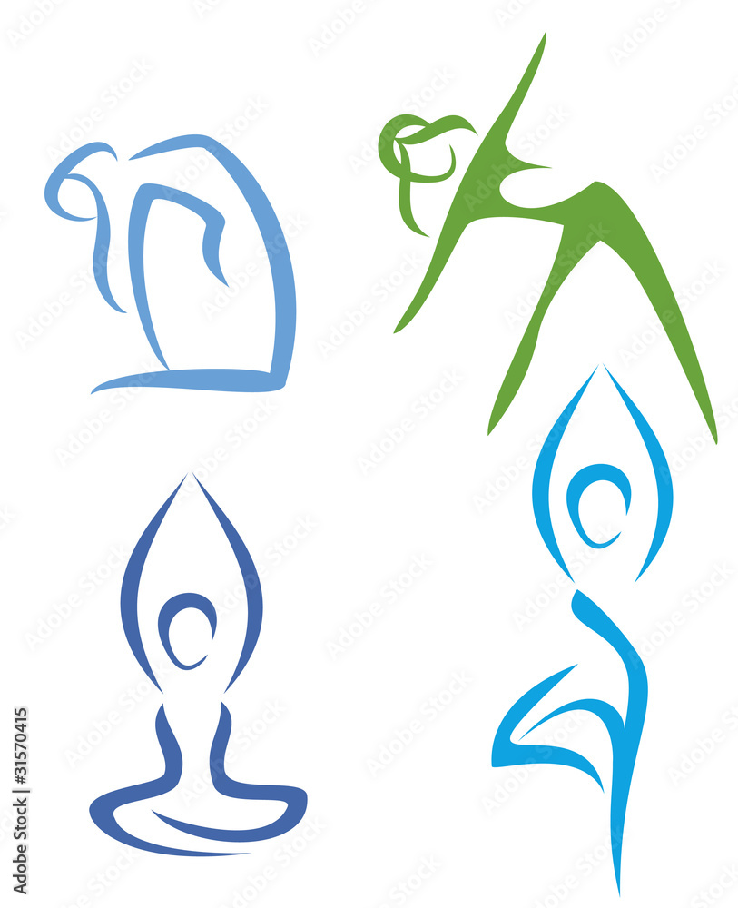 Yoga poses symbols set in simple lines part2 Stock Vector | Adobe Stock