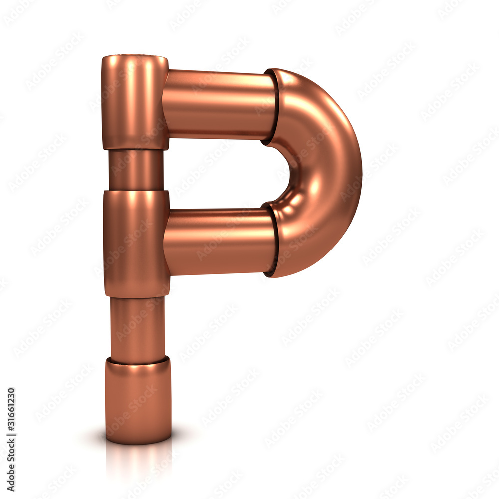 3d Copper tubing letter - P Stock Illustration | Adobe Stock