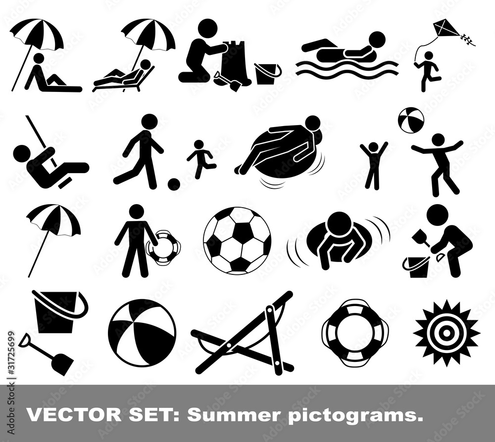 Vector set summer pictograms Stock Vector | Adobe Stock