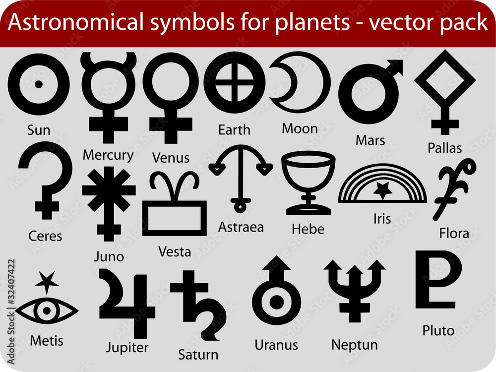 Astronomical symbols for planets - vector pack Stock Vector | Adobe Stock