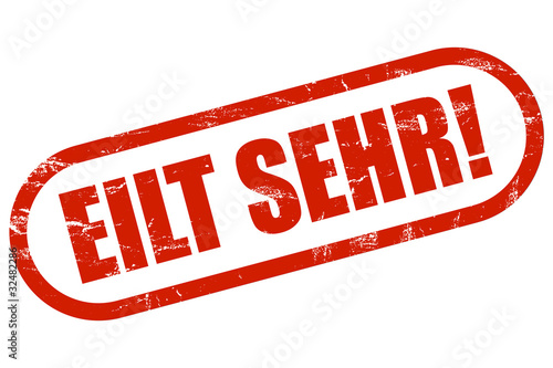 Grunge Stempel rot EILT SEHR! – kaufen Sie diese Illustration und ...