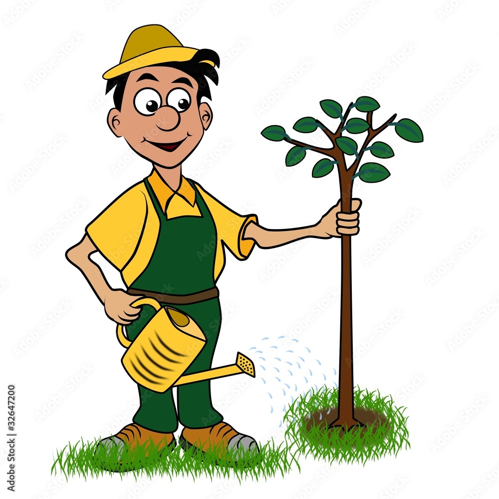 Kleingärtner Beim Baumpflanzen - Stock - GamesAgeddon