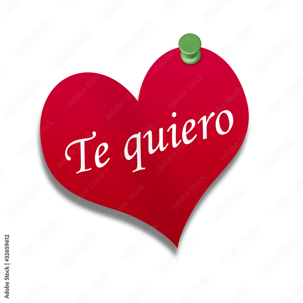 Ilustración de Stock Corazón de papel texto: Te quiero | Adobe Stock