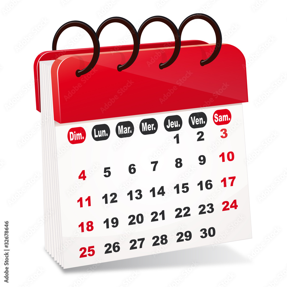 Stock-Vektorgrafik „vecteur calendrier rouge“ | Adobe Stock