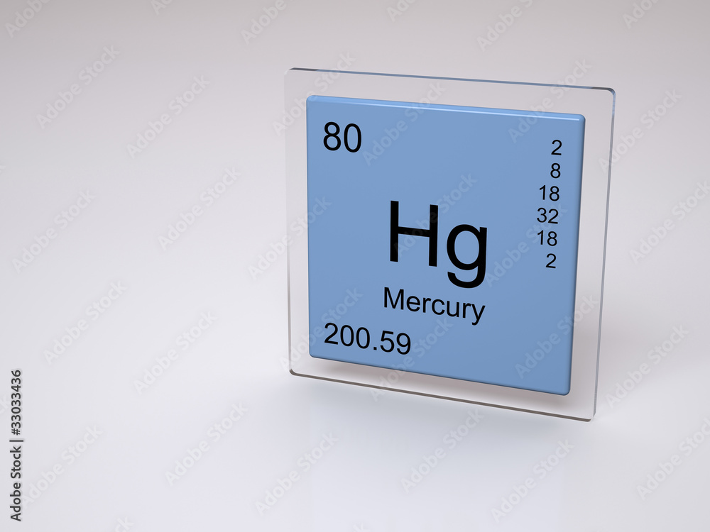 Mercury - symbol Hg - chemical element of the periodic table Stock ...