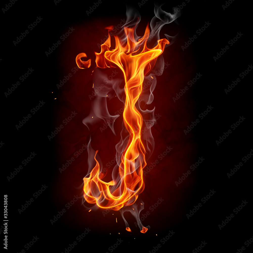 Fire font. Letter J. Stock Photo | Adobe Stock