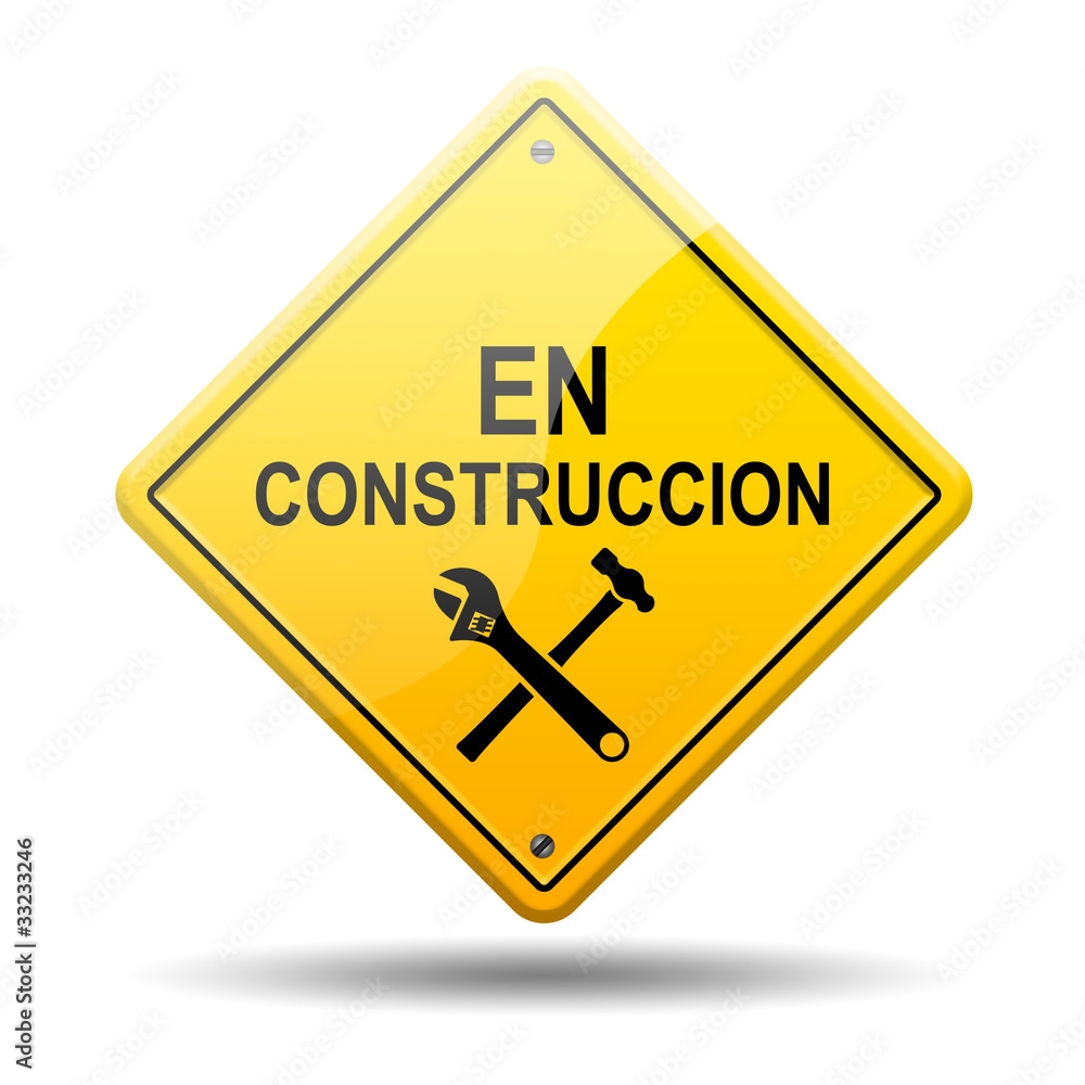 Ilustración de Stock Señal amarilla texto EN CONSTRUCCION | Adobe Stock
