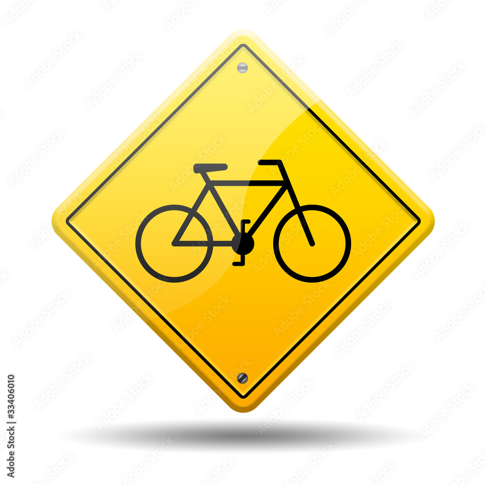 Señal amarilla simbolo bicicleta Stock Illustration | Adobe Stock