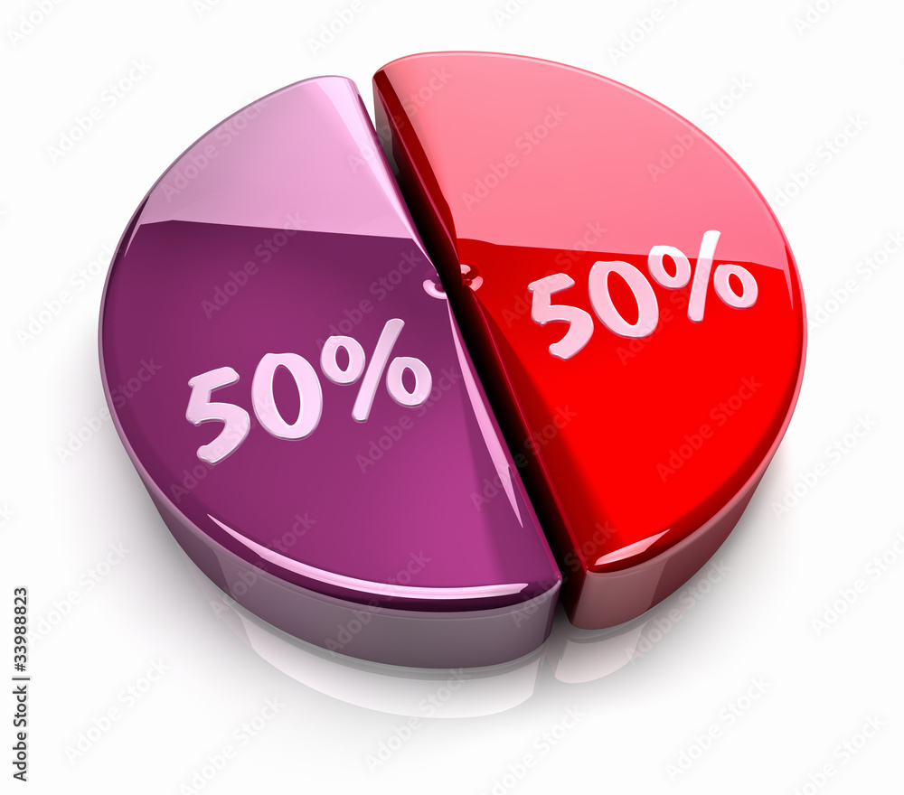 Pie Chart 50 - 50 percent Stock Illustration | Adobe Stock