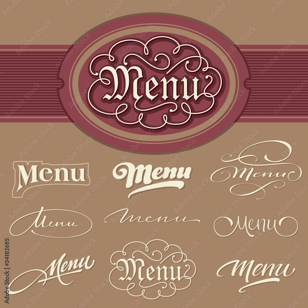 menu headlines, hand lettering set (vector) Stock Vector | Adobe Stock