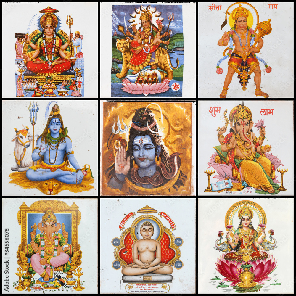 pantheon - collage of hindu gods Stock Photo | Adobe Stock