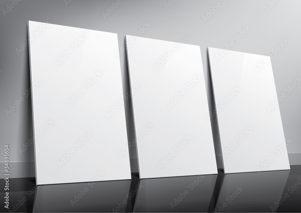 Floor standing three posters sample for design portfolio Stock Vector ...