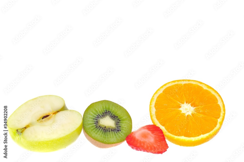 Foto de Stock Frutas cortadas por la mitad. | Adobe Stock