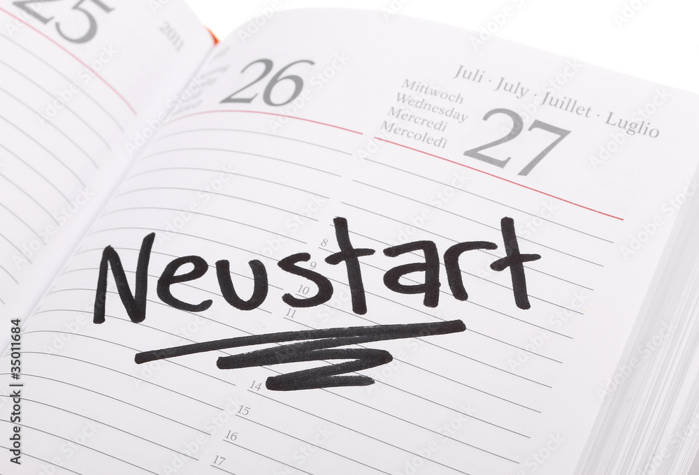 Stock-Foto „Neustart Neuanfang Neubeginn“ | Adobe Stock