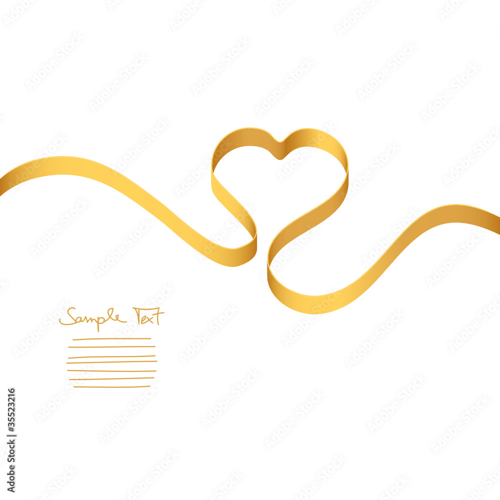 Gold Heart-Ribbon Vector Stock Vector | Adobe Stock