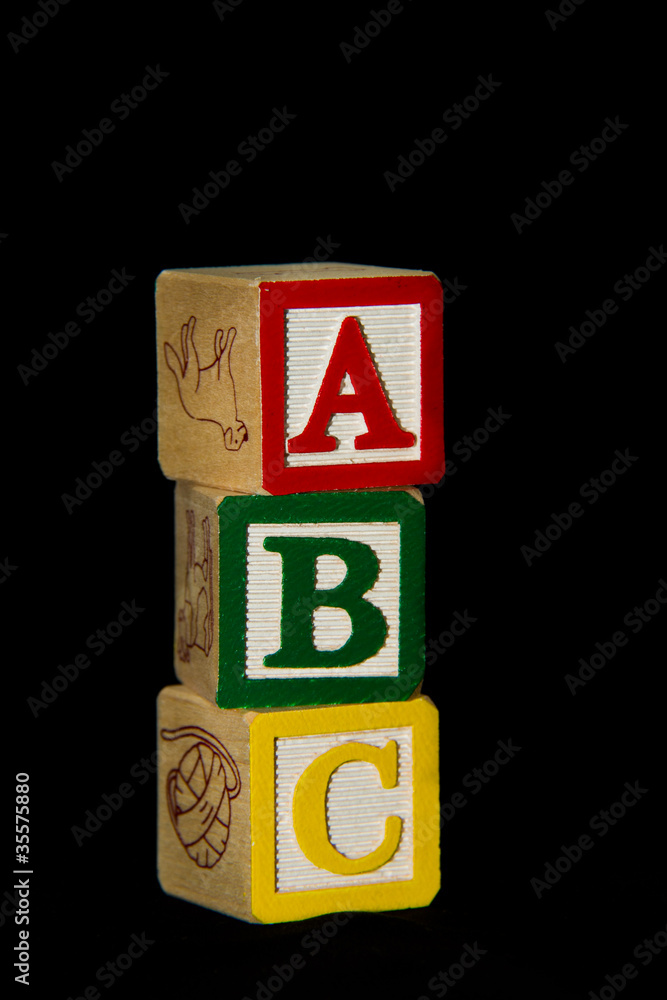 ABC Block Tower over Black の Stock フォト | Adobe Stock