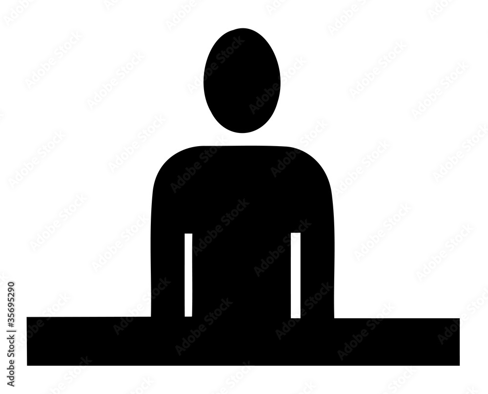 Piktogramm sitzend mit Tisch Stock Illustration | Adobe Stock