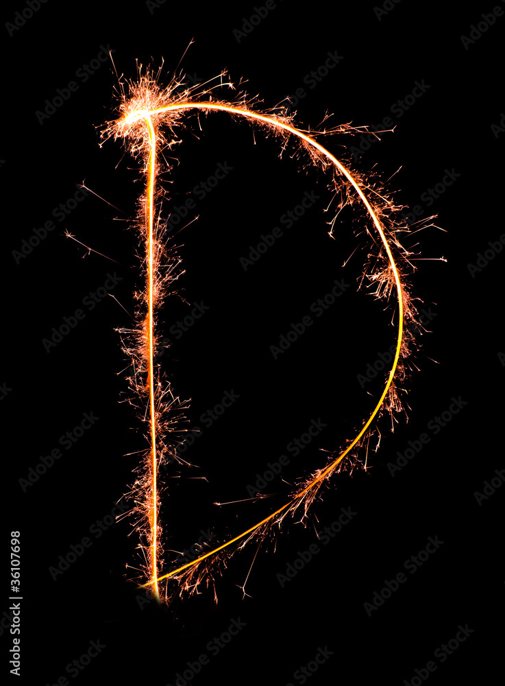 Letter D. Real sparkler alphabet Stock Photo | Adobe Stock