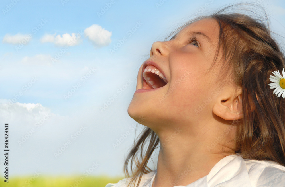 Little girl singing outside Stock Photo | Adobe Stock