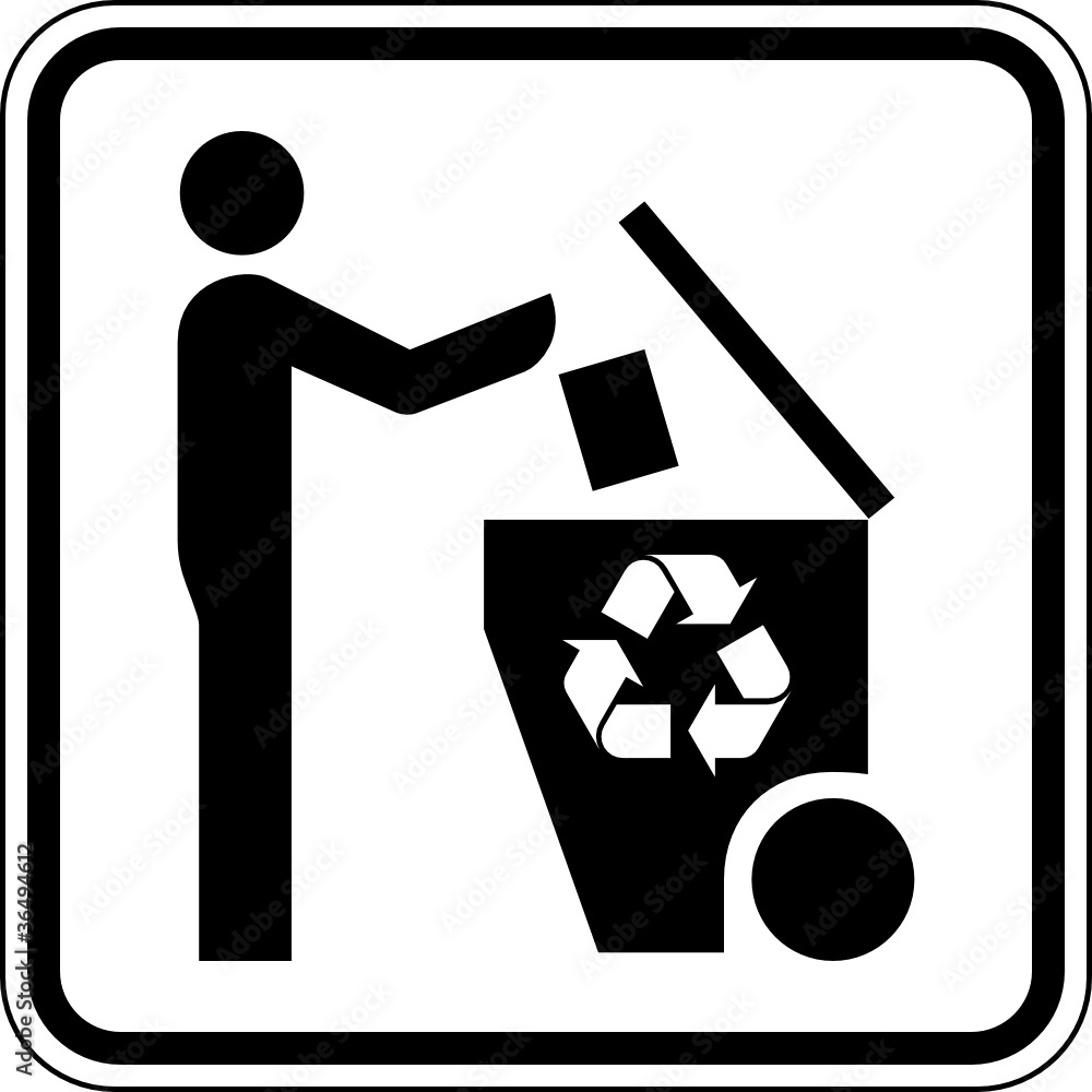 Vetor Recycling Müll wegwerfen Schild Zeichen Symbol do Stock | Adobe Stock