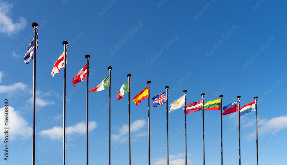Flags of different countries Stock Photo | Adobe Stock