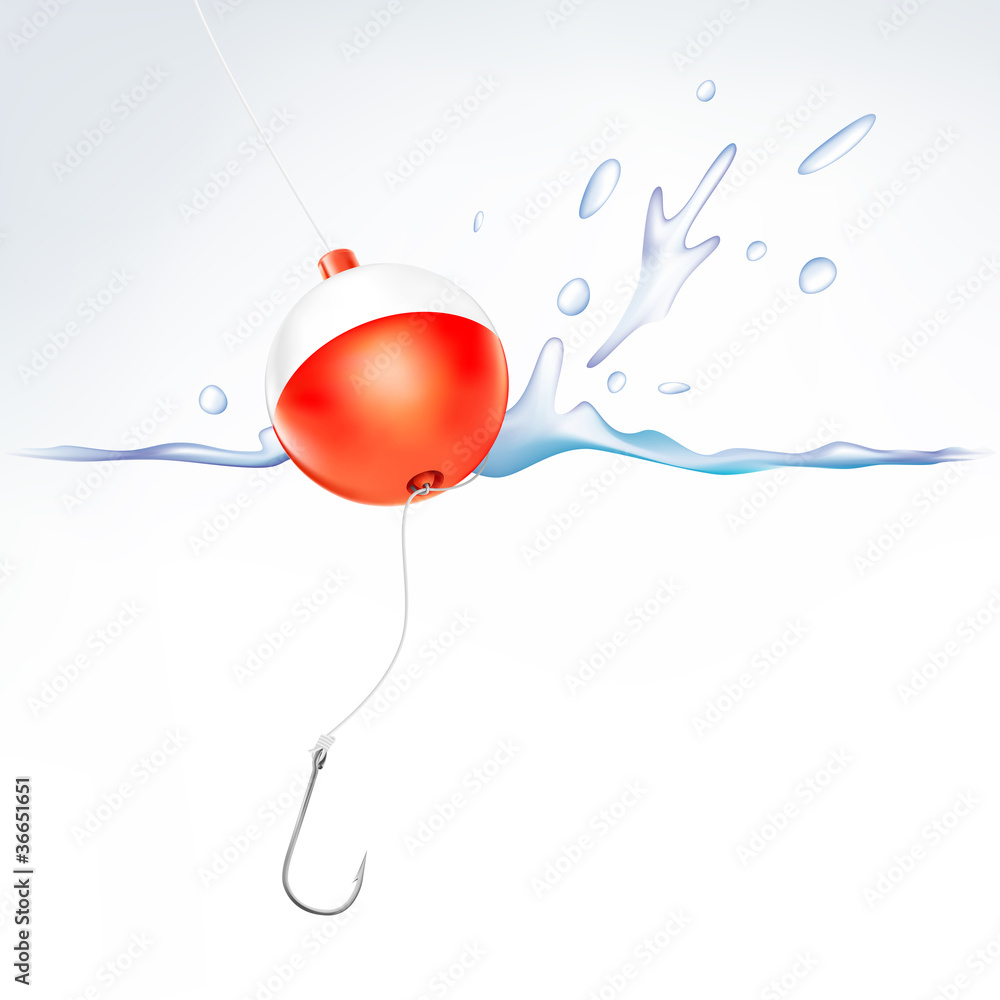 Fishing hook and bobber Stock Vector | Adobe Stock