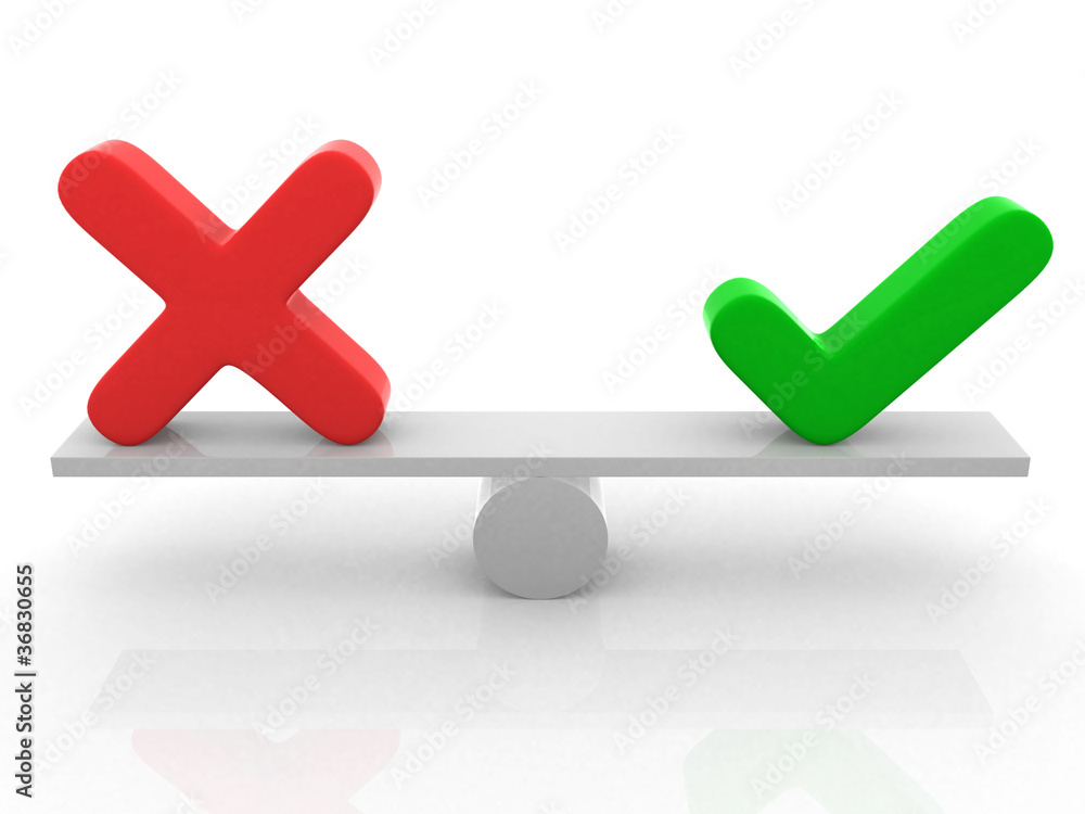 positive and negative check marks on seesaw Stock Illustration | Adobe ...