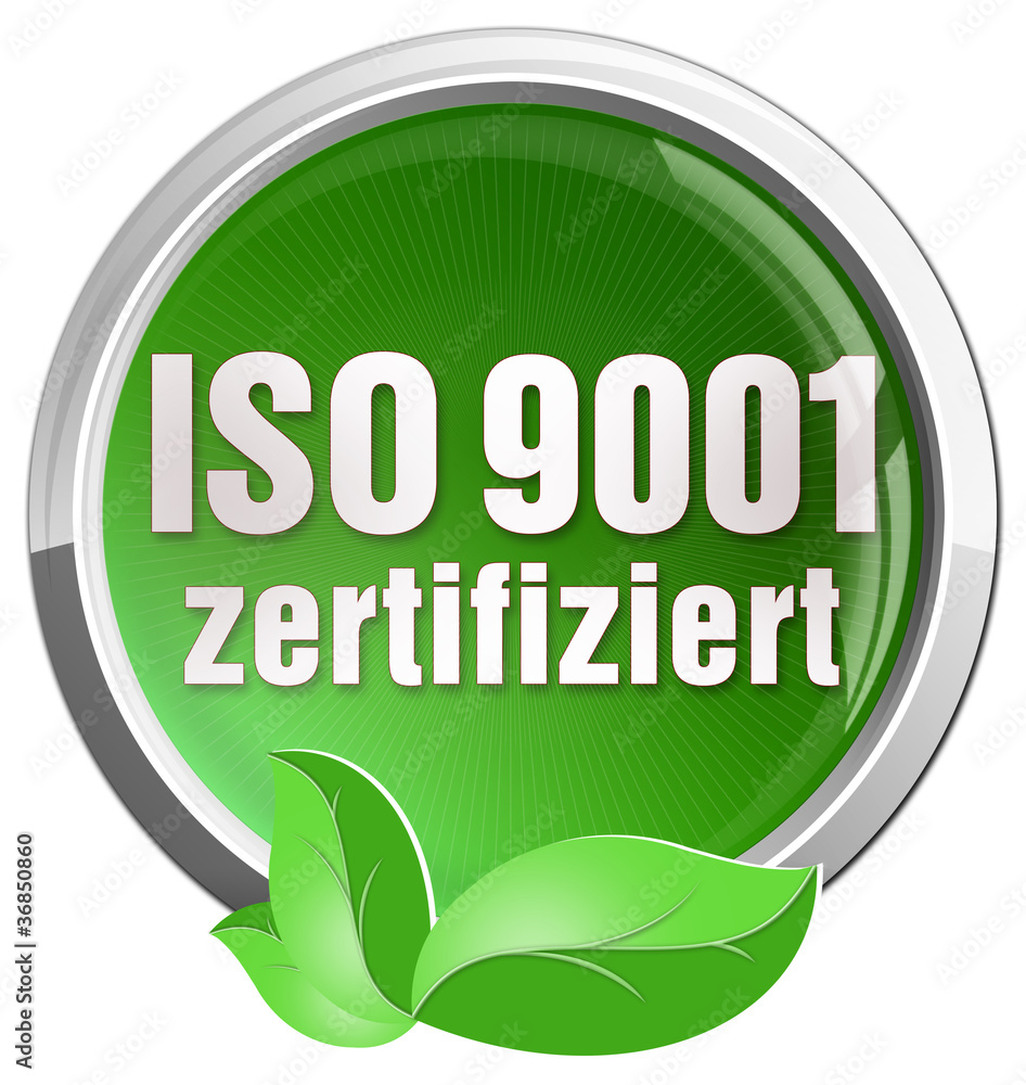 Stock-Illustration „aufkleber iso 9001 zertifiziert grün öko nachhaltig ...