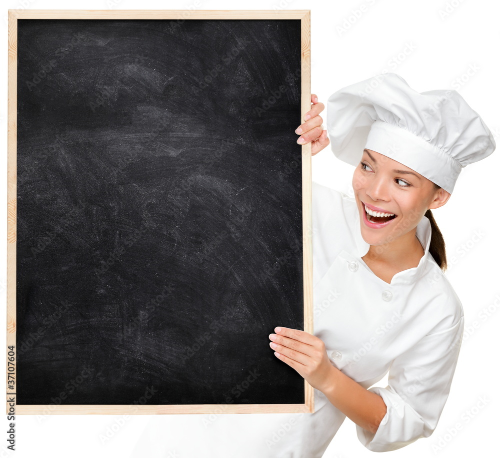 Chef showing blank menu sign Stock Photo | Adobe Stock
